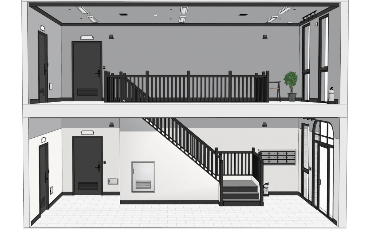 052 Villa Corridor, Staircase (Modern)