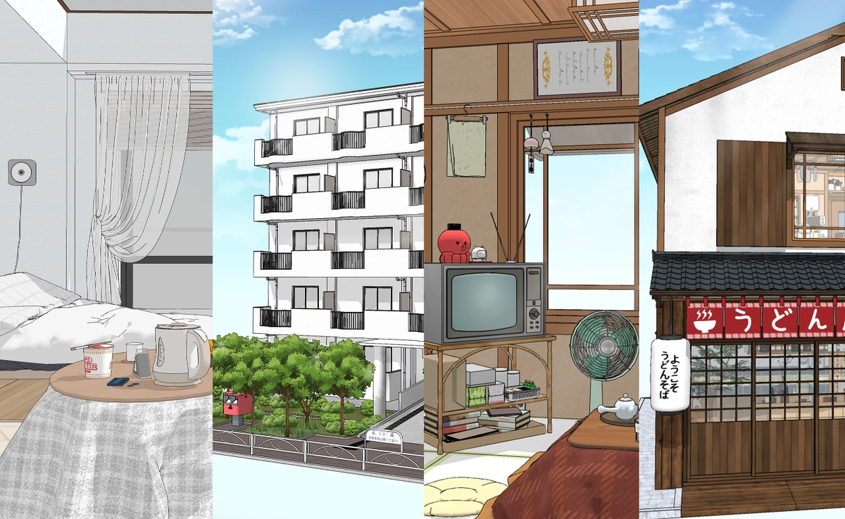 [Japan] Residential space all-in-one (background & props)
