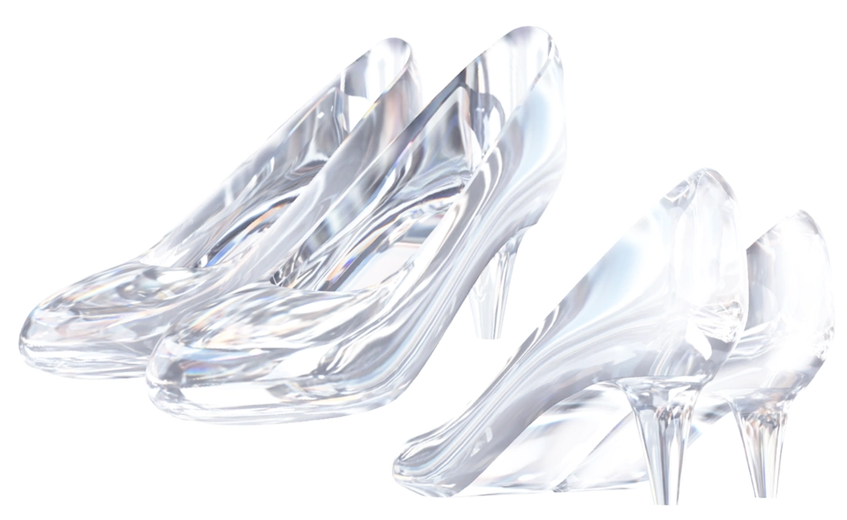 beautiful glass high heels used by princesses
