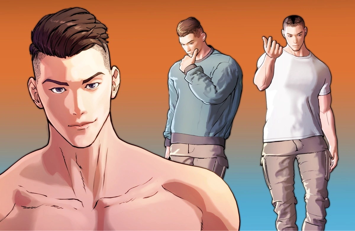[Thinking hard] Men's model type 6 sweater set
