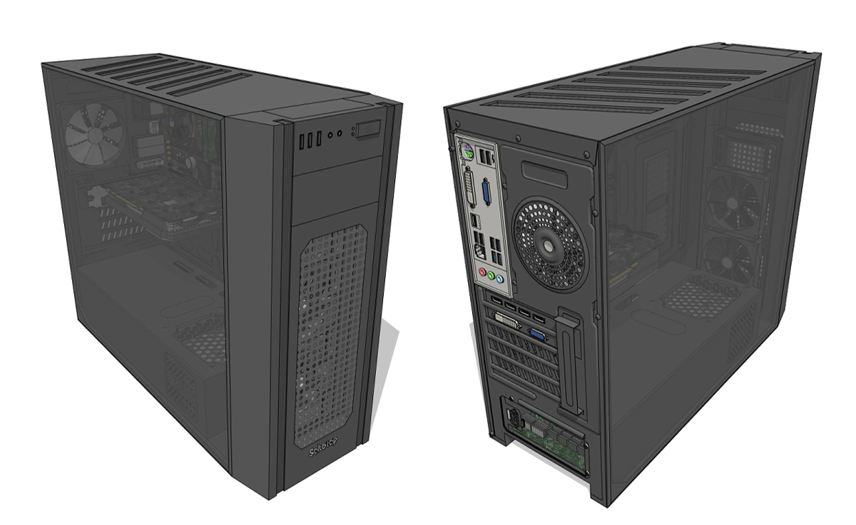 Interior-implemented computer body