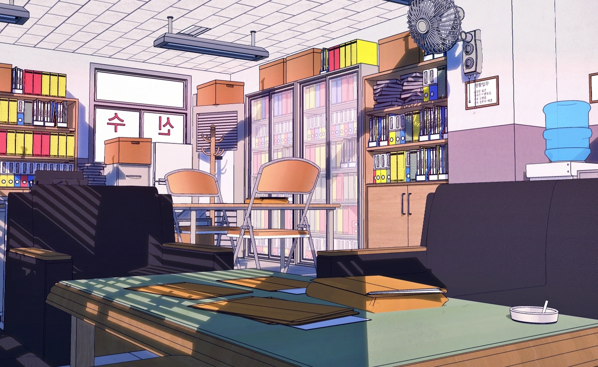 Noir-style Webtoon Background - Detective agency