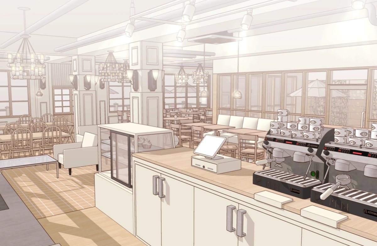 A warm cafe with a natural wood vibe