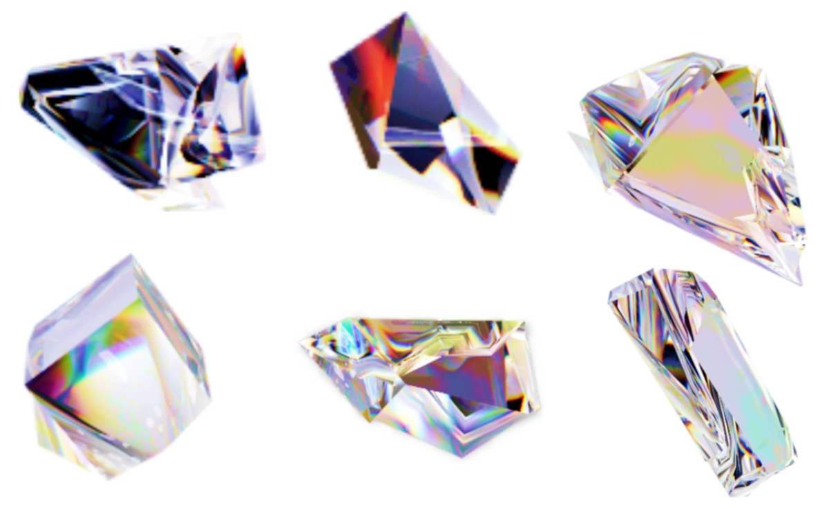 a small gem embroidered with a prism and the light of the prism