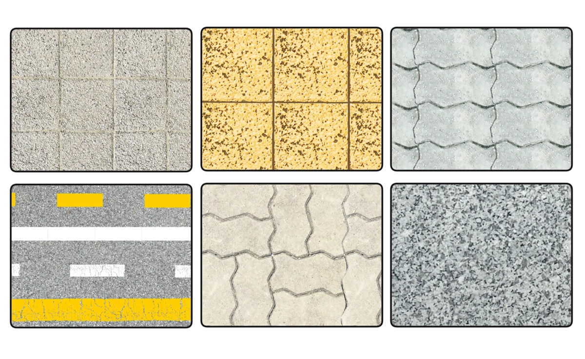 [35] Road set. asphalt, sidewalk blocks, marble, etc