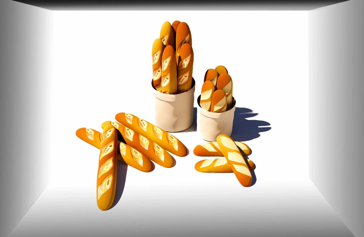 Baguette with a live line (3D illustration style)