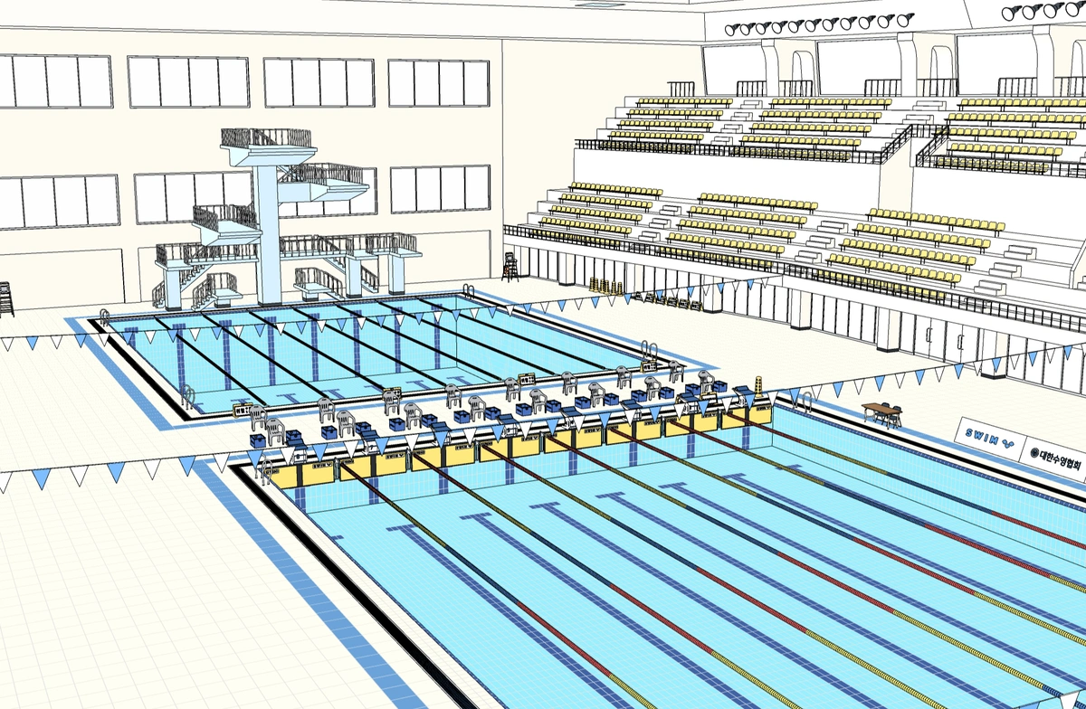 Inside the indoor swimming pool