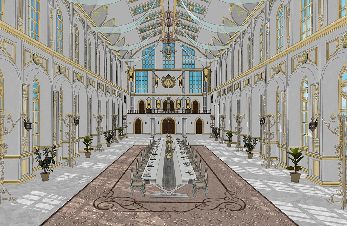 Brilliant Sky Castle Background Package _ Dining Room