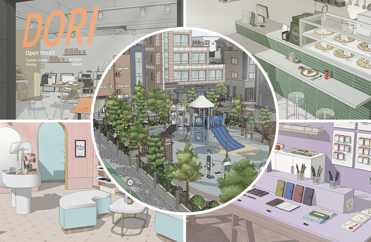 New Town Villa Street + 4 Shops Package