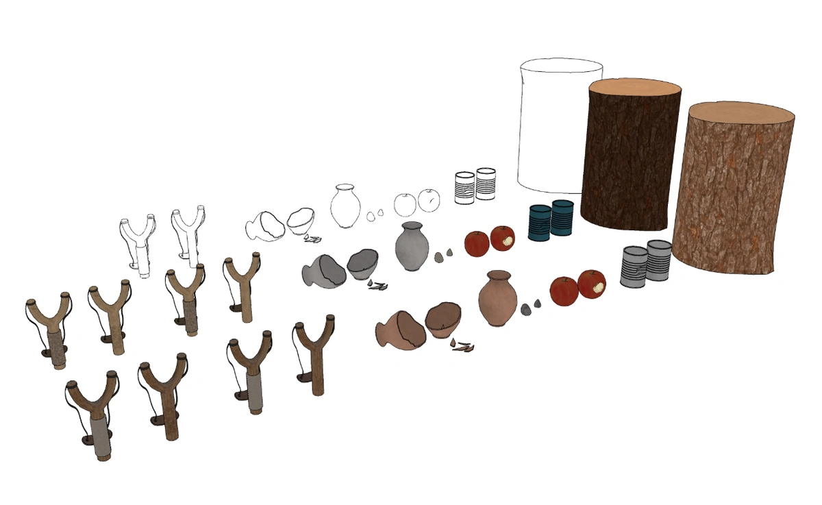 a slingshot and a target set