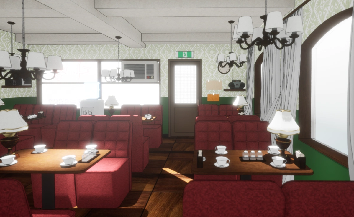 Retro cafe background in 90s