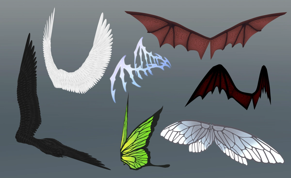 Fantasy Wings in Different Poses 3D - Full Set