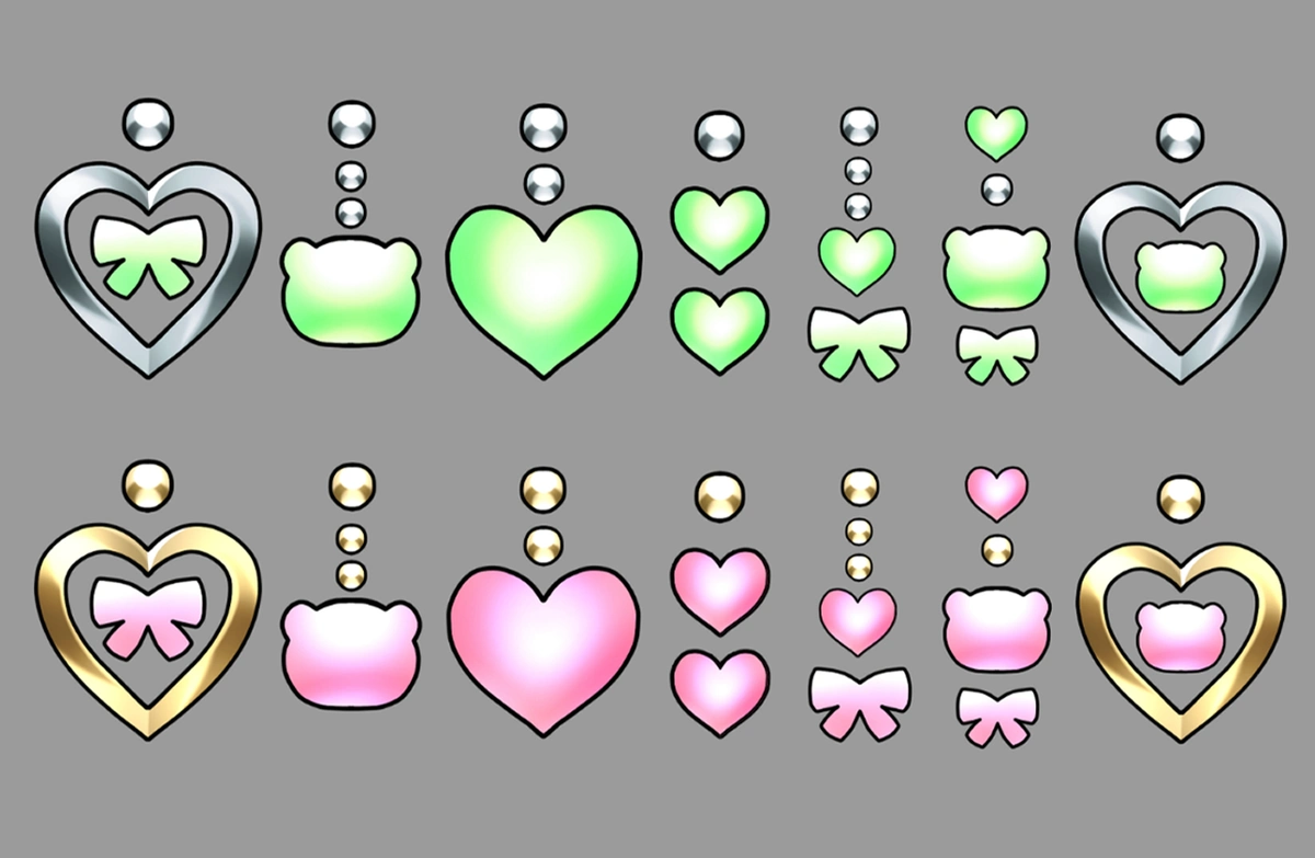 Webtoon, illustration heart mint earrings