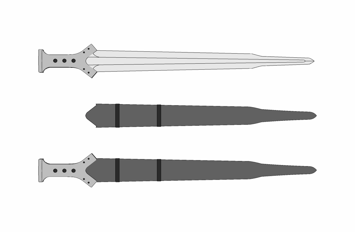 3D Weapon - Carp's tongue sword (European sword, knife)