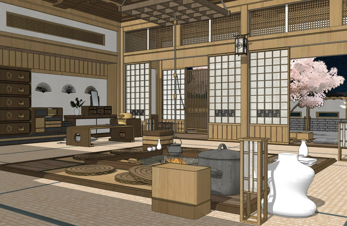 Oriental Japanese Background - Fiery Room