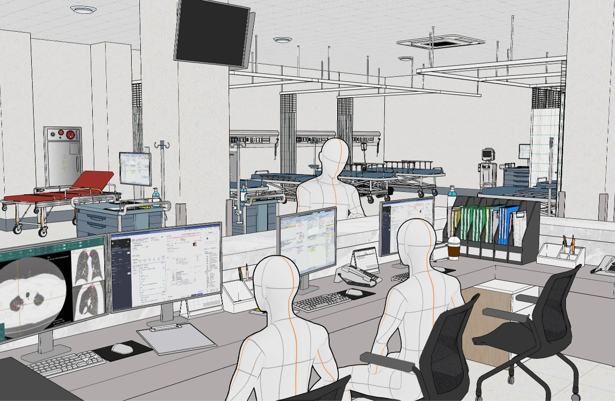 Emergency room set for hospital background