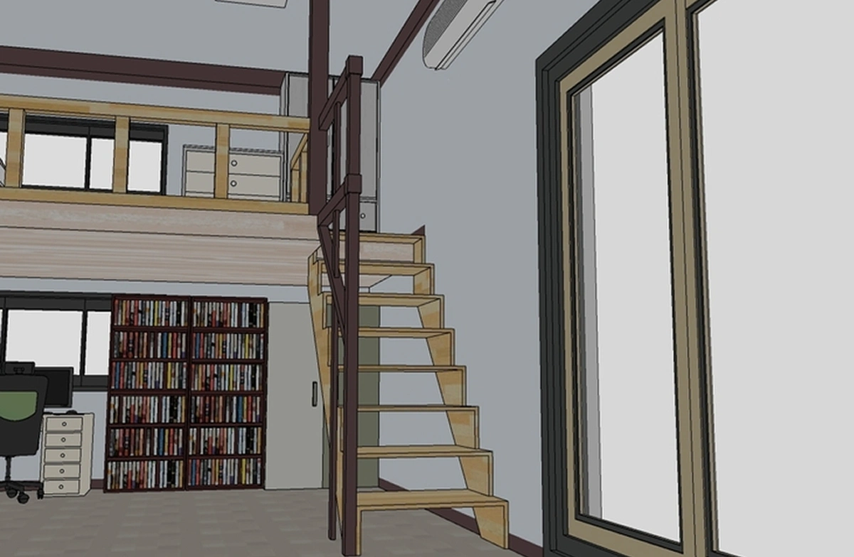 Two-story studio apartment