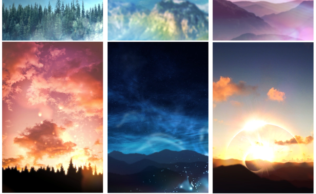 6 types of sky without correction