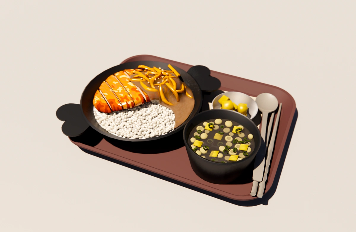 PC Bang Food - Pork cutlet (3D Illustrated Style)