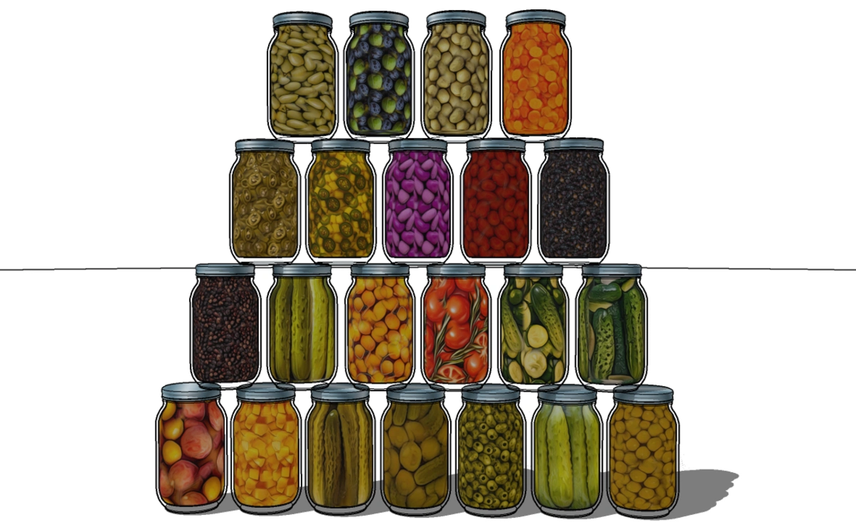 [3D] Collection of 22 types of vegetables and fruit pickles