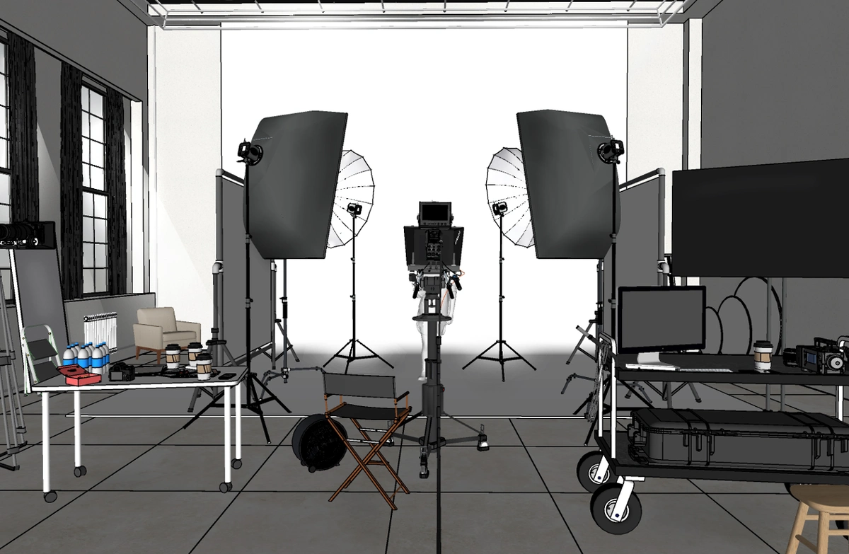 Modern and sophisticated photo studio (four interior spaces in total)