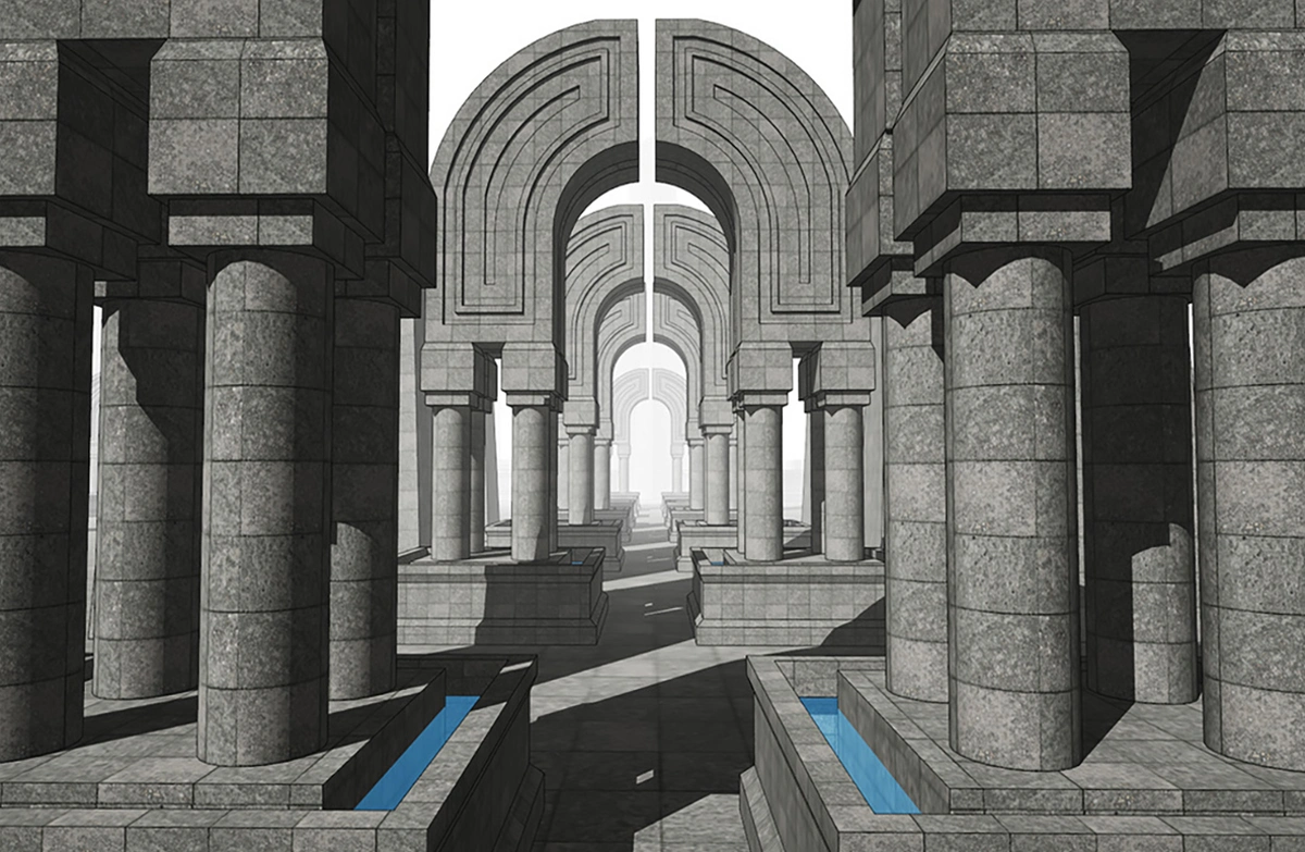 Ancient Stone Architecture Fantasy Background