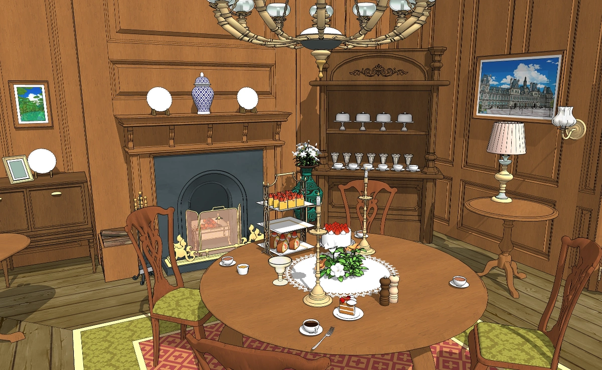 Romance fantasy interior_ large dining room