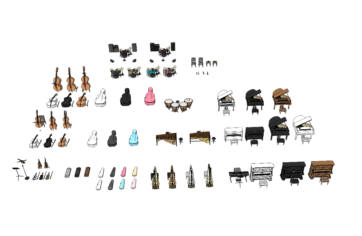 15 Sets of Musical Instruments - Case Props