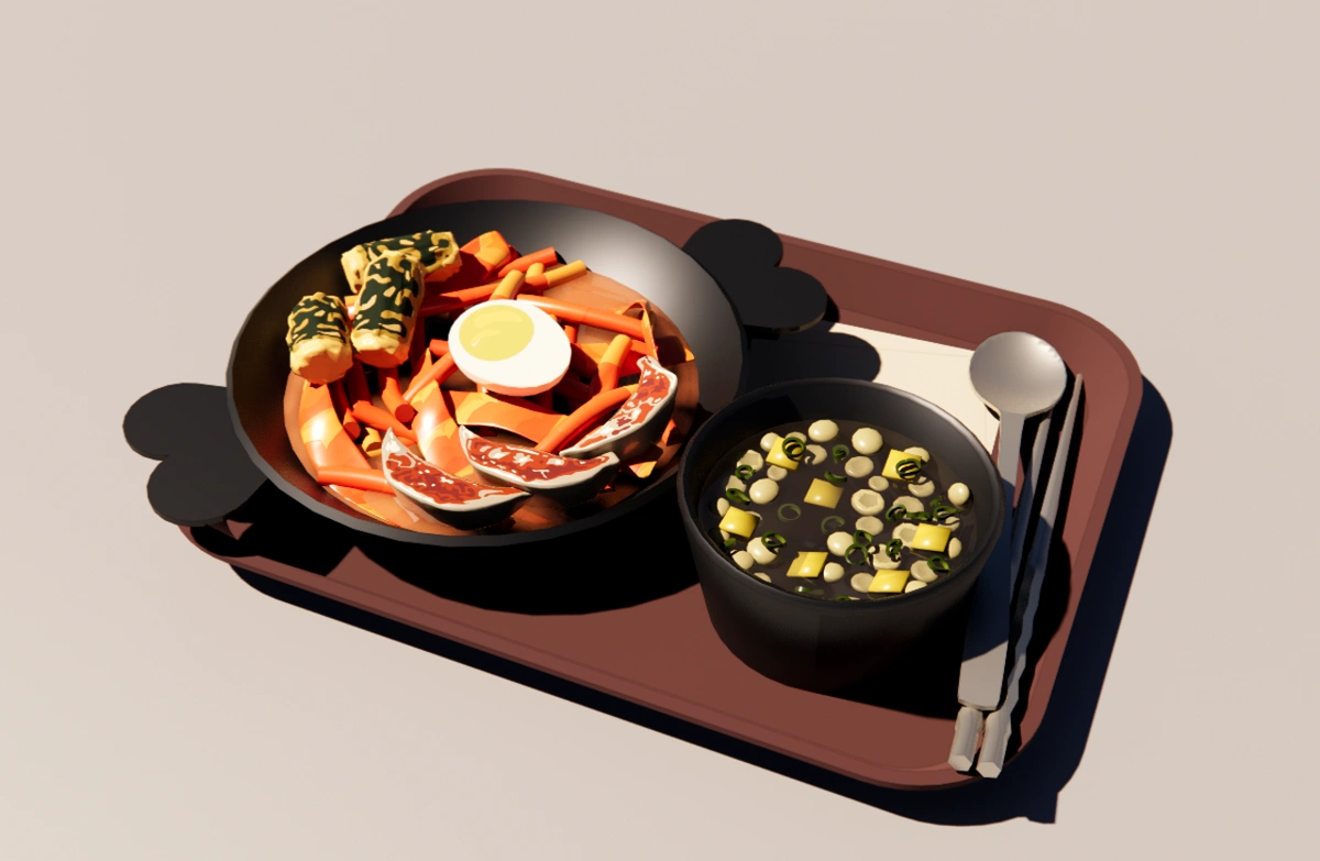 PC Room Food - Tteokbokki (3D Illustrated Style)