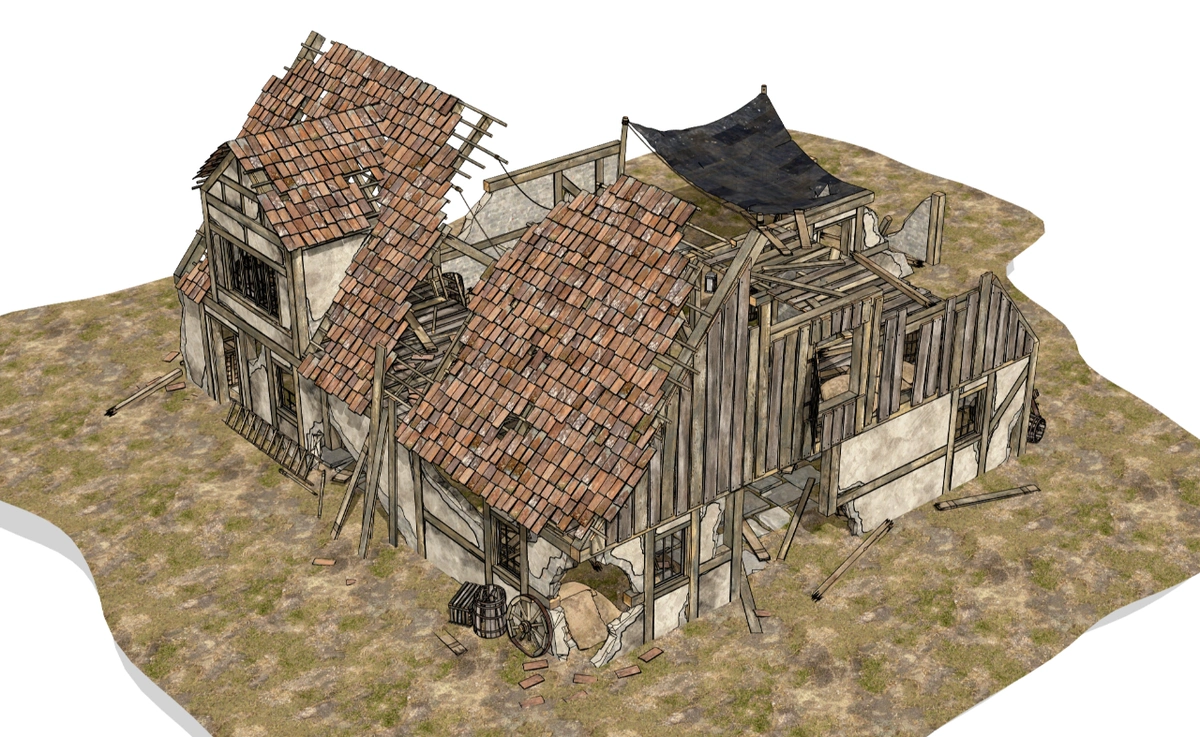 Collapsed medieval building