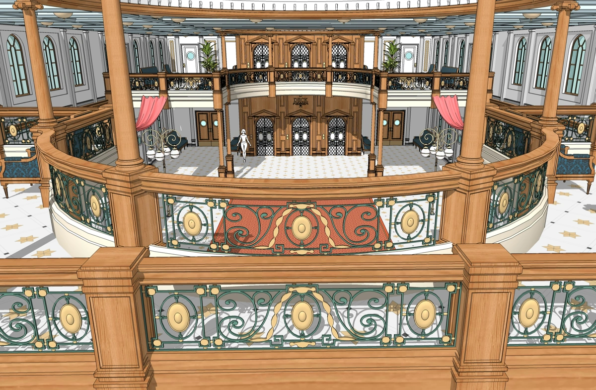 Steam Cruise Ship - Central Staircase
