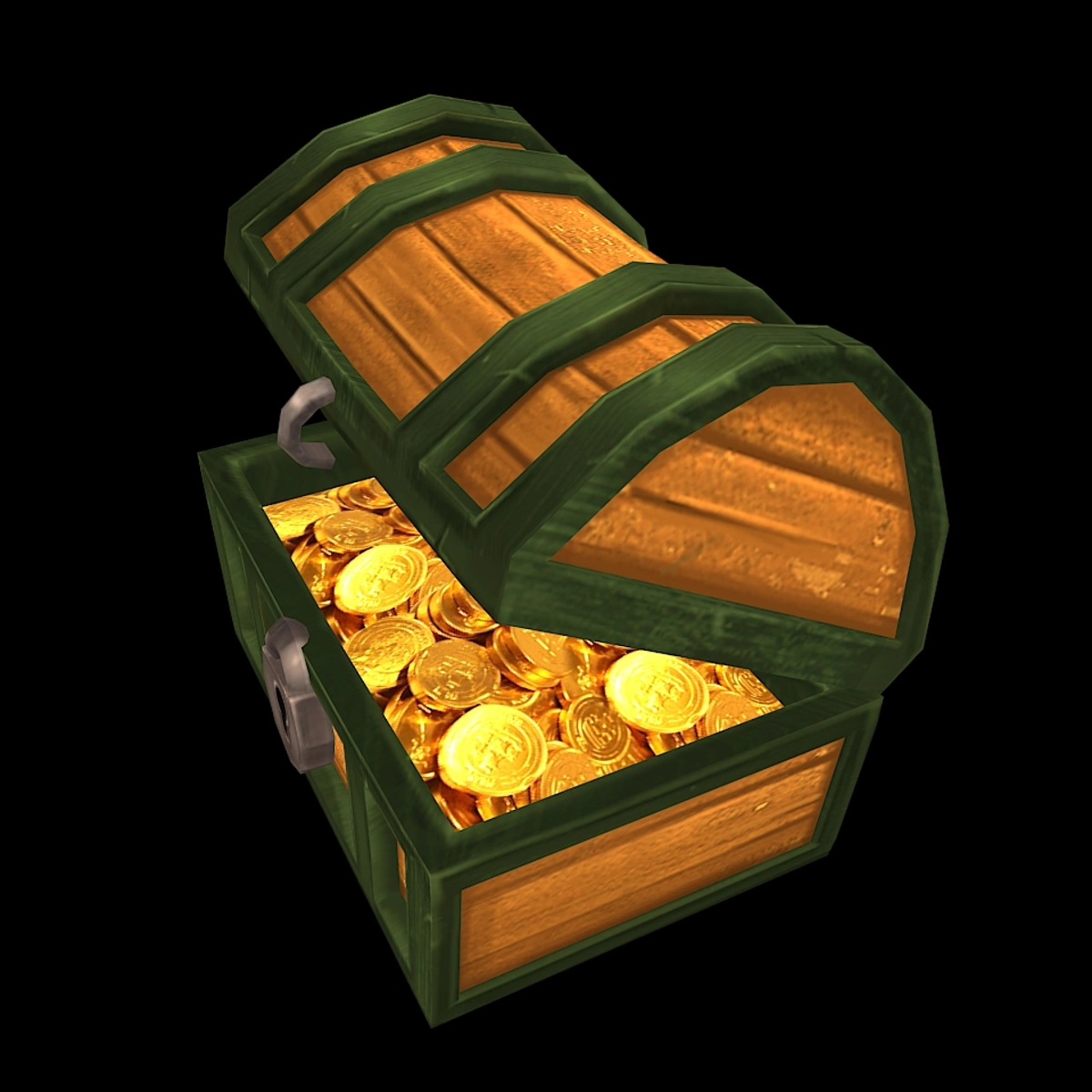 Level 1 chest box (gold) animation - waiting, open, routing