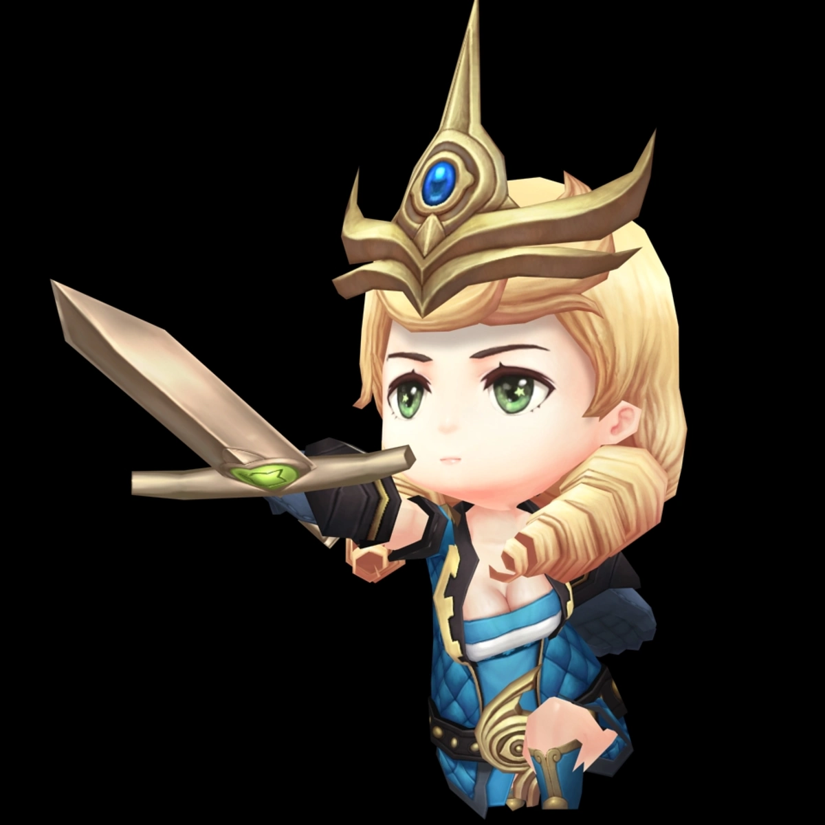 Animation_Female Fighter_Wizard's Statue (blue)