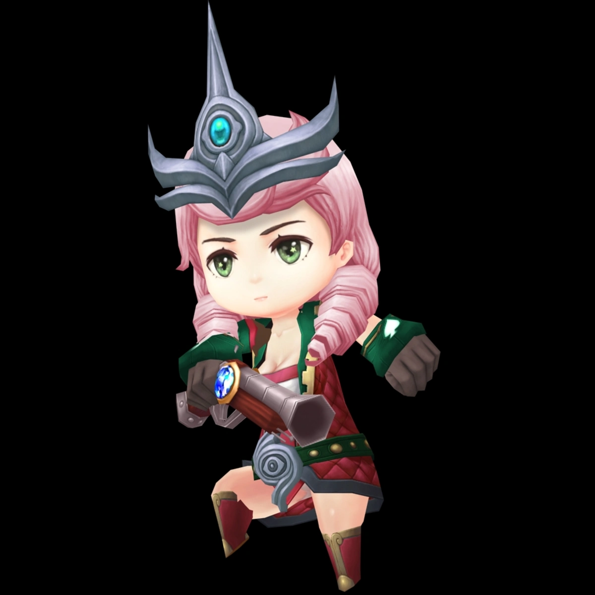 Animation_Female Commander_Wizard's Statue (pinkred)