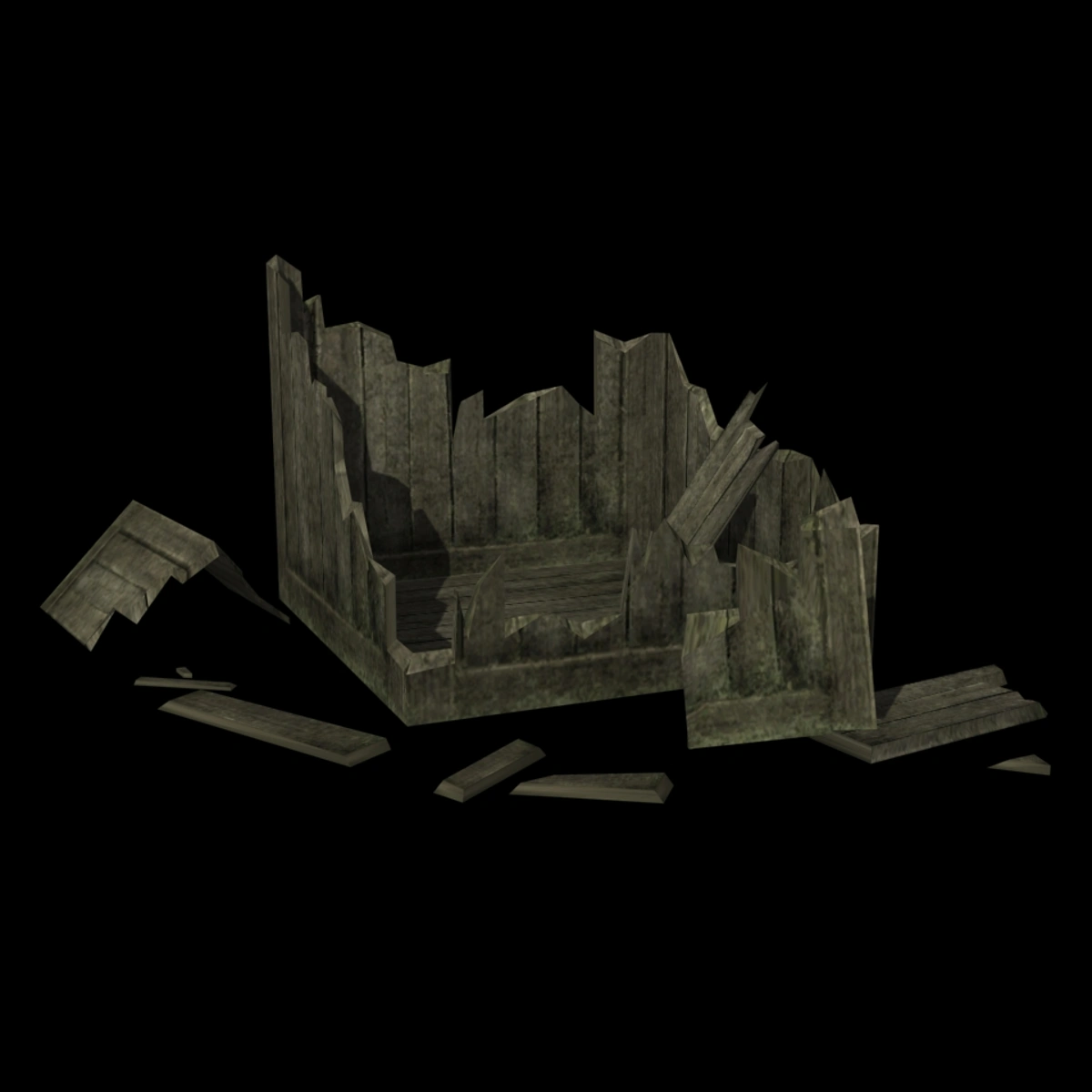 Broken Wooden Box (Gray)